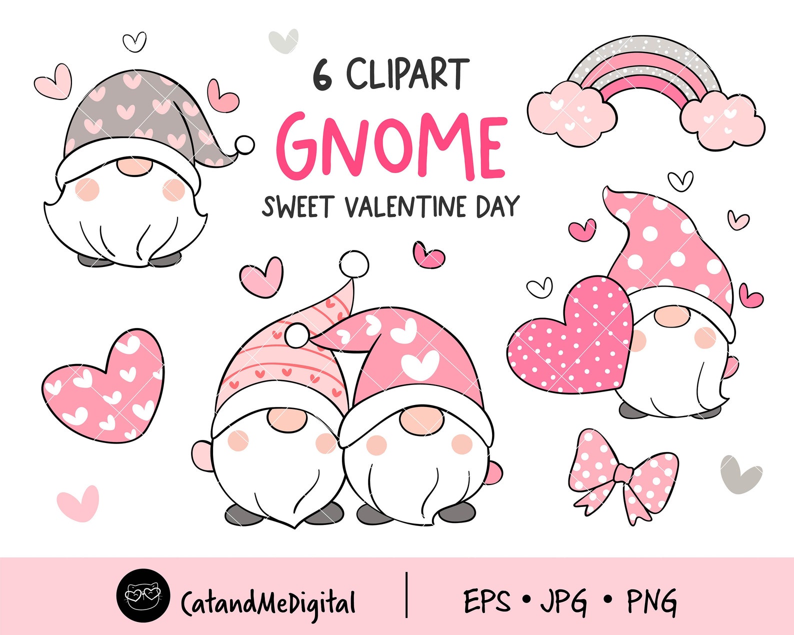 Sweet Gnome Valentine clipart Valentine Clipart Gnome clipart | Etsy