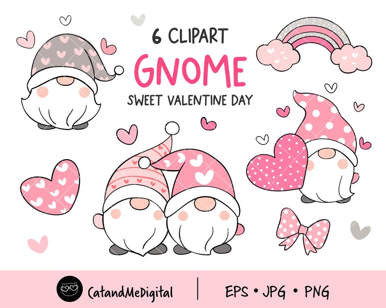 Sweet Gnome Valentine Clipart Valentine Clipart Gnome Clipart - Etsy