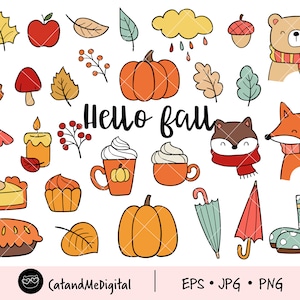 Doodle Autumn Clipart Fall Clipart Thanksgiving Png Pumpkin Clipart ...