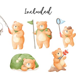 Watercolor Bear Clipart Animal Woodland Png Summer Camp Clipart Animal ...
