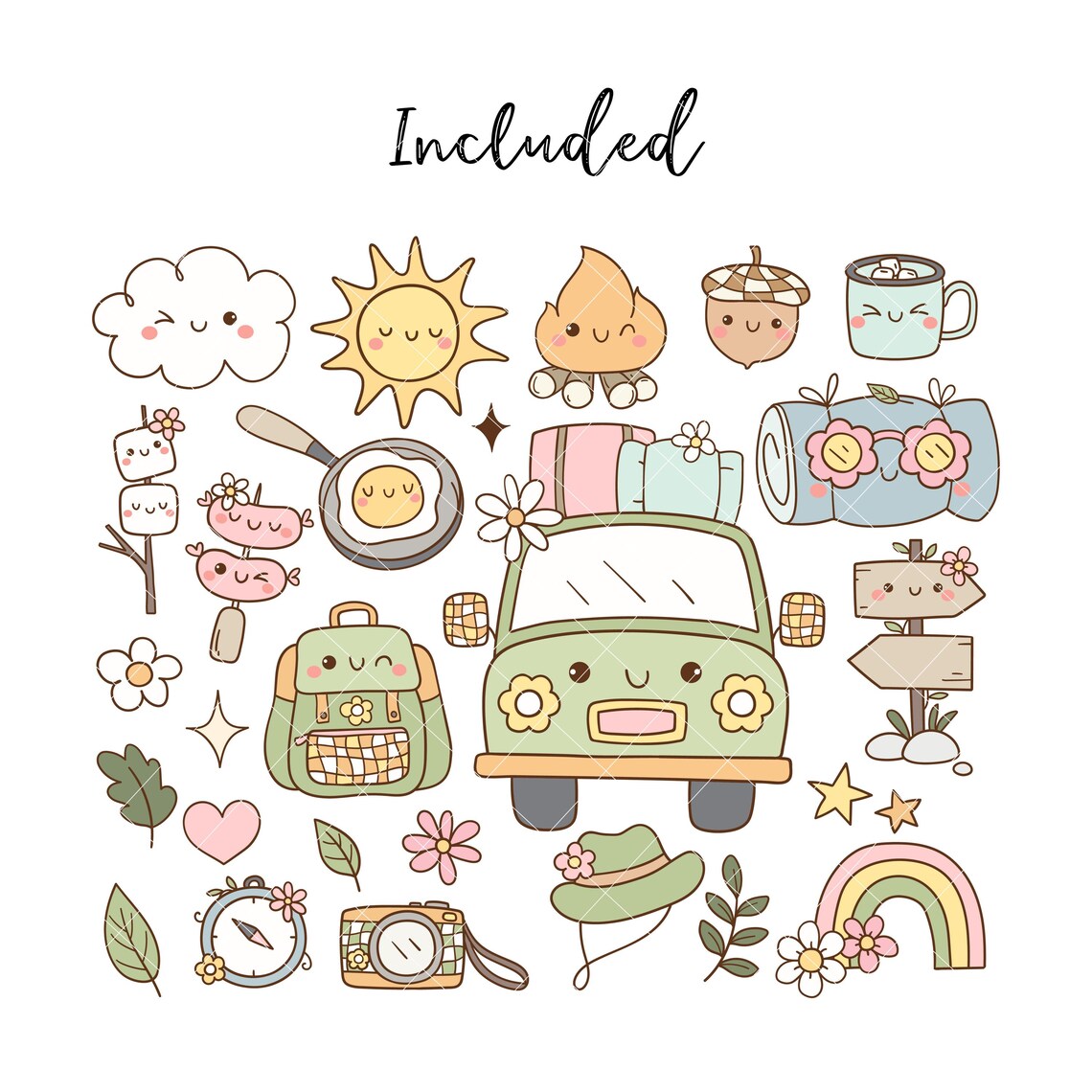 Groovy Camping Clipart Retro Camping Png Travel Clipart Summer Camp Png ...