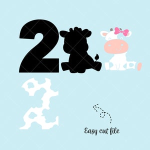 Cow Number Two Birthday Svg 2nd Birthday Svg Cow Print Svg Birthday ...