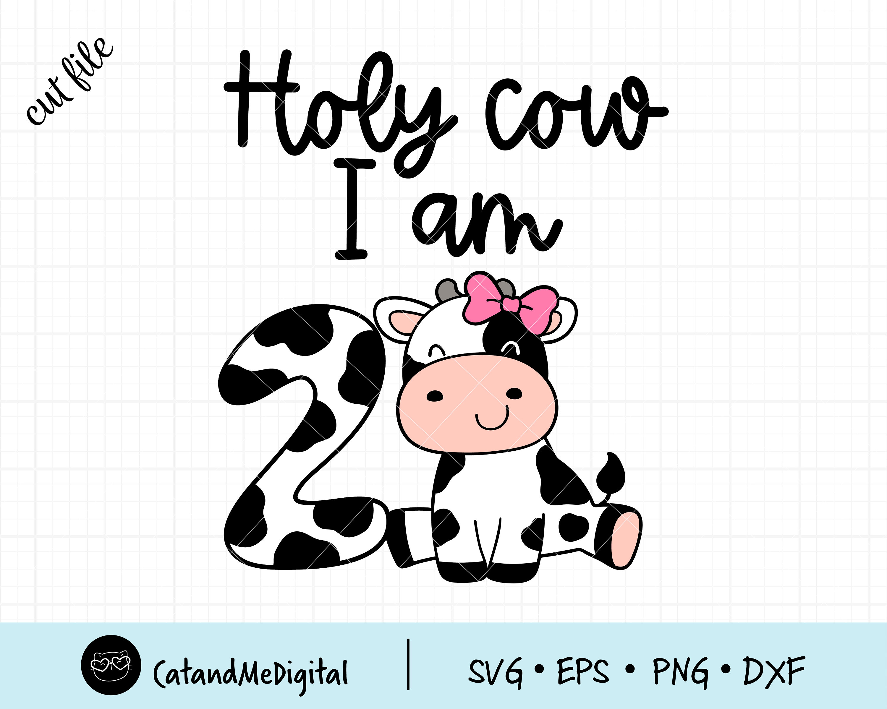 Holy Cow I Am Two Svg 2nd Birthday Svg Cow Number 2 Girl Two Birthday ...