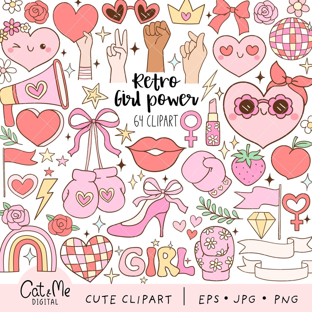 Retro Girl Power Clipart Girl Empowerment Png Groovy Girl Boss Png ...