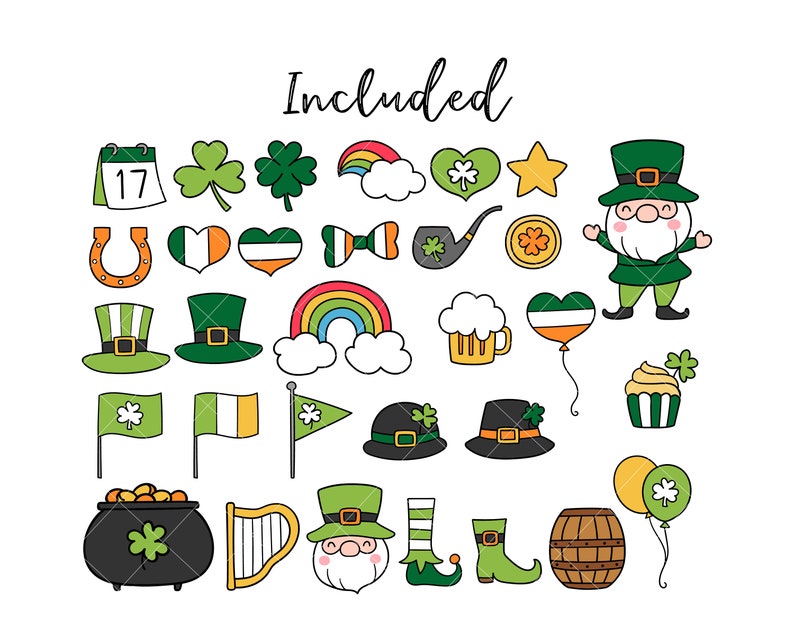 St. Patricks Day Clipart Shamrock Clipart Lucky Clipart Clover - Etsy