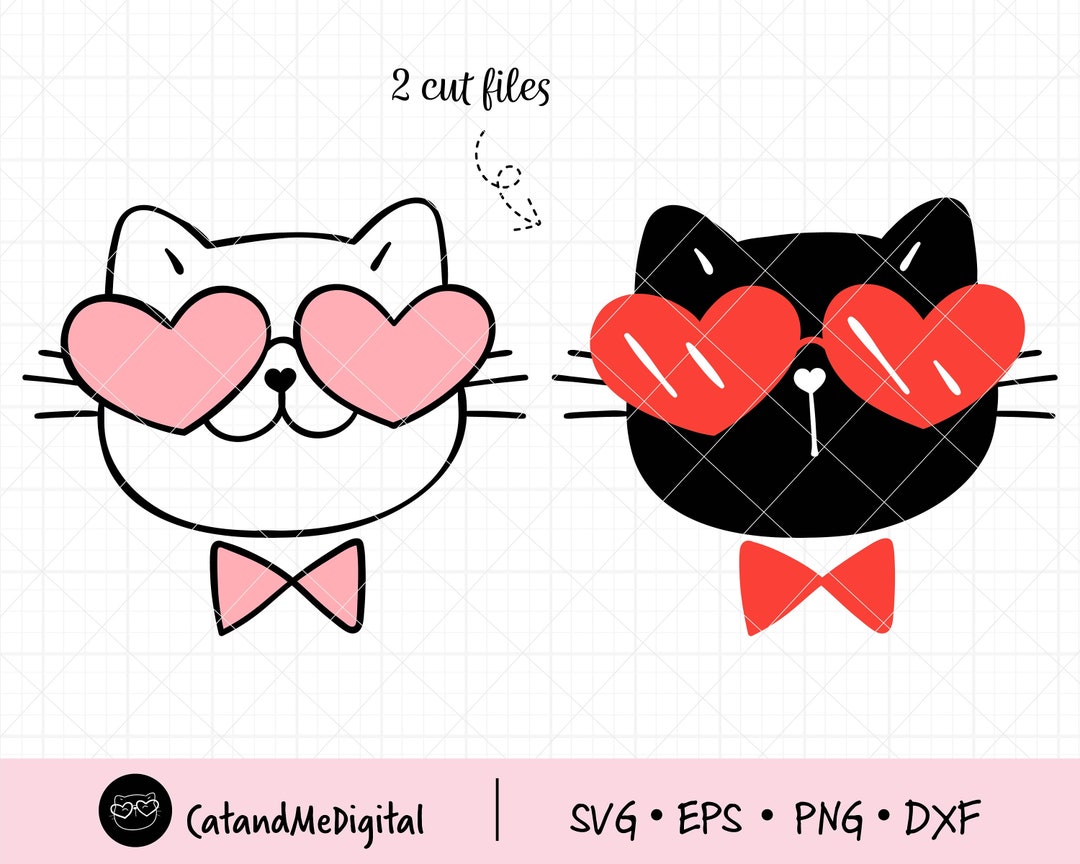 Valentine Face Cat Svg Valentine Cat Svg Valentine Clipart Cat Lovers ...