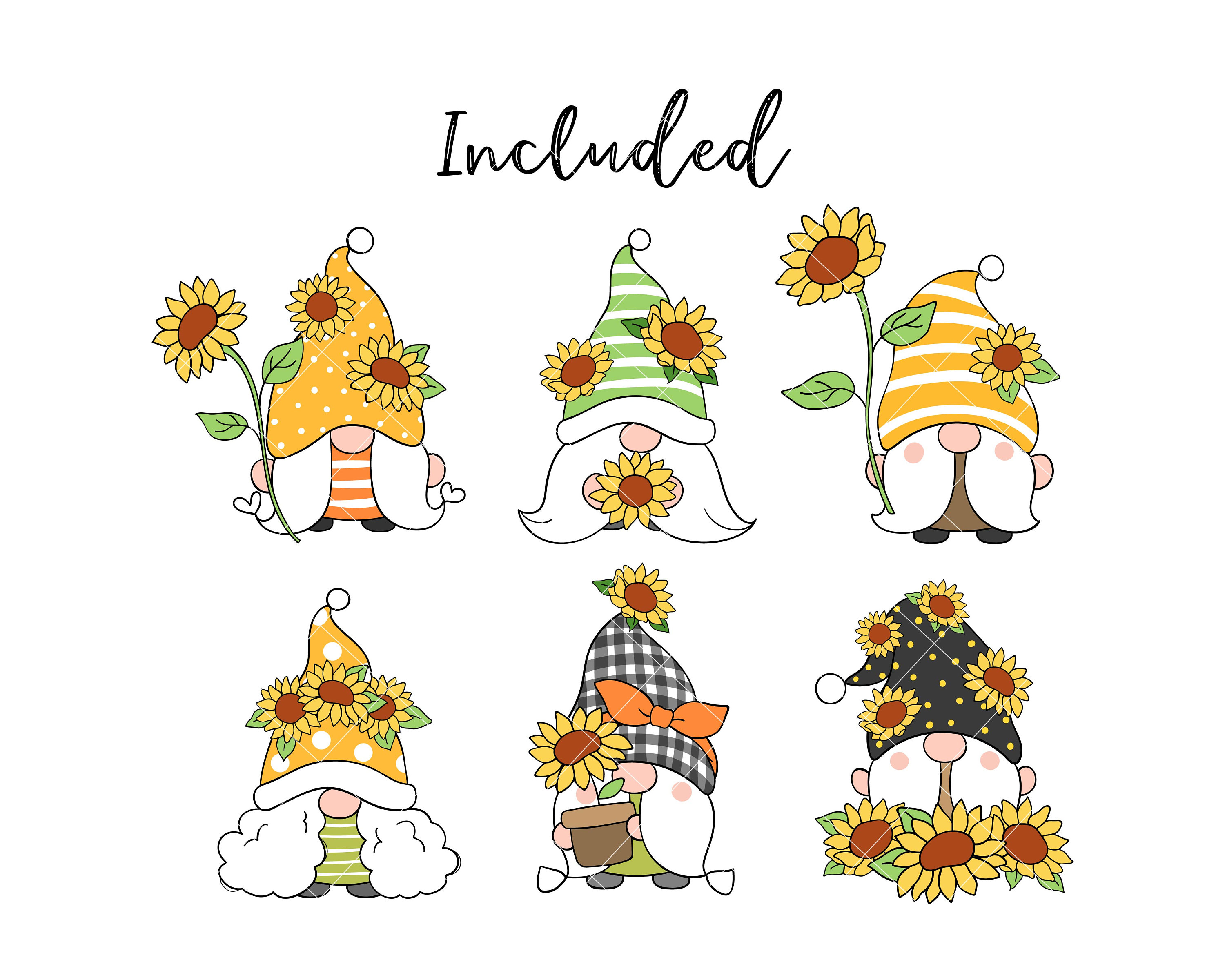 Sunflower Gnome Clipart Png Summer Gnomes Nordic Gnomes Spring - Etsy ...