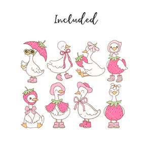 Strawberry Summer Goose Clipart Silly Goose Clipart Groovy Pastel ...