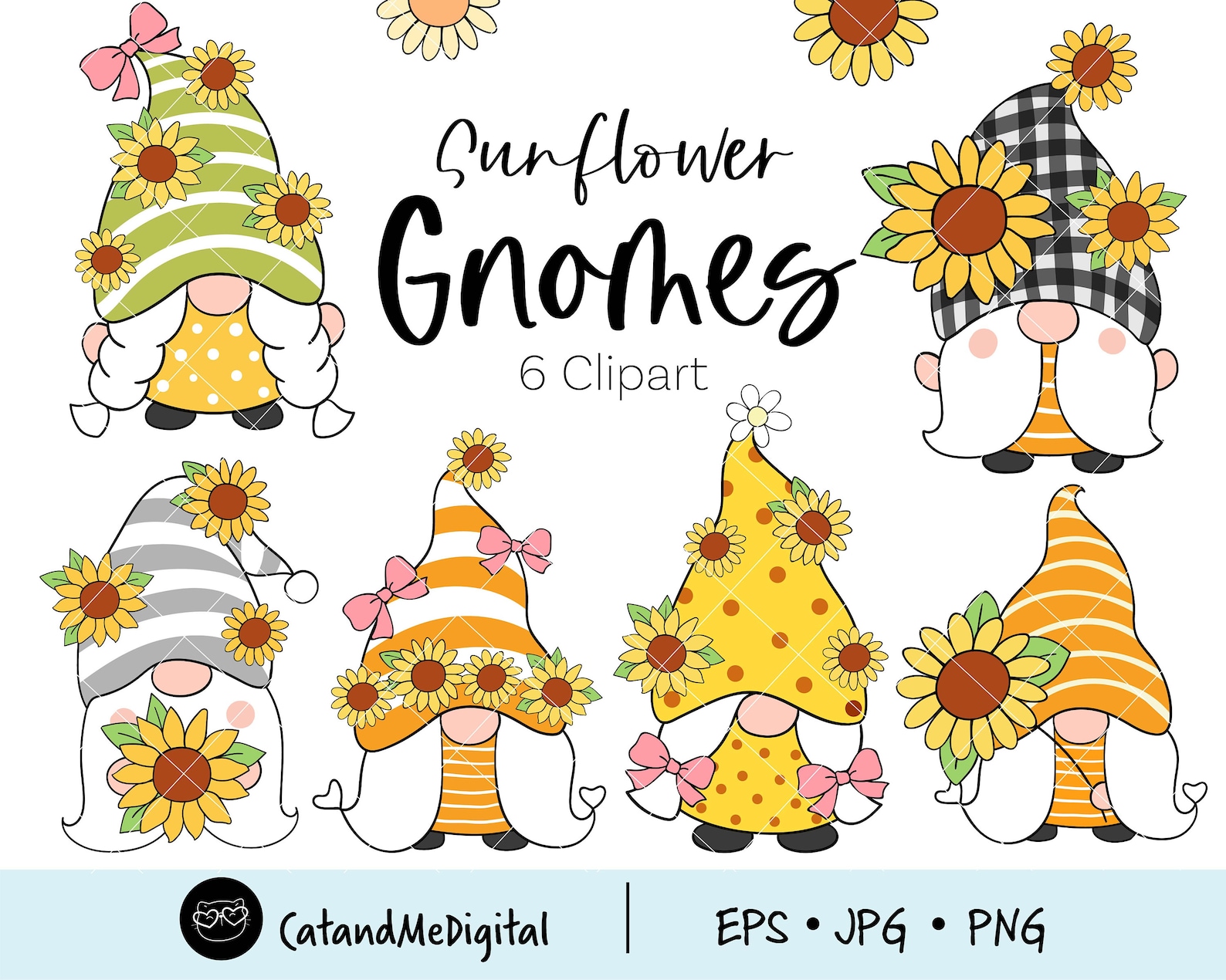 Sunflower Gnome Clipart Spring Gnome Summer Gnomes Nordic | Etsy