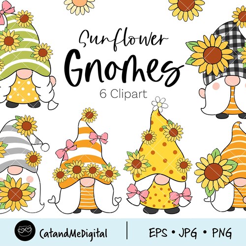 Sunflower Gnome Clipart Png Summer Gnomes Nordic Gnomes Spring - Etsy