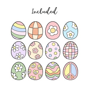 Groovy Easter Eggs Clipart Easter Eggs Png Spring Clipart Hippie Disco ...