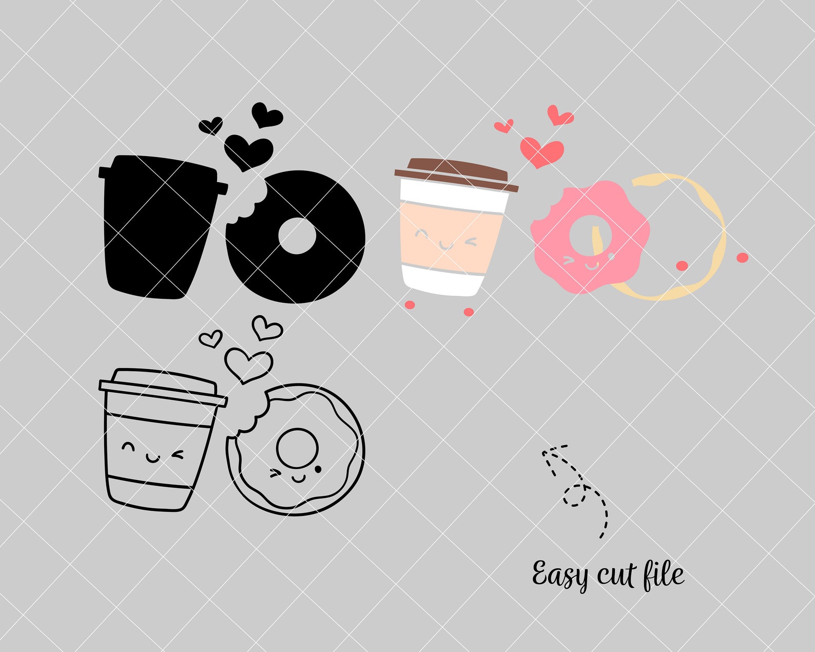 Coffee Donut Svg Donut Clipart Coffee Clipart Coffee Cup Svg Couple ...