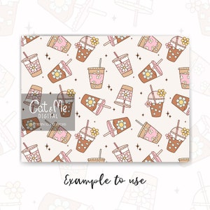 Retro Iced Coffee Seamless Pattern Girly Coffee Pattern Coffee ...