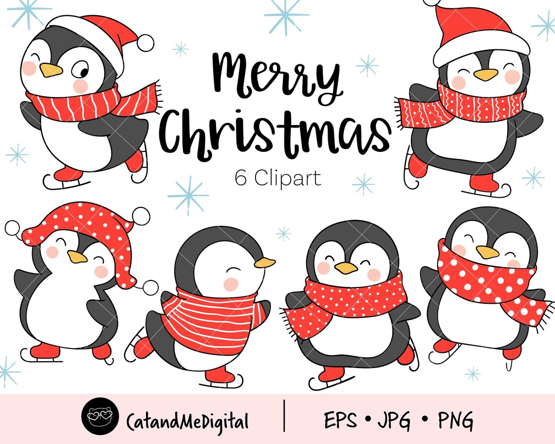 Cute Penguin Clipart Christmas Clipart Bird Clipart Arctic Animal Png ...