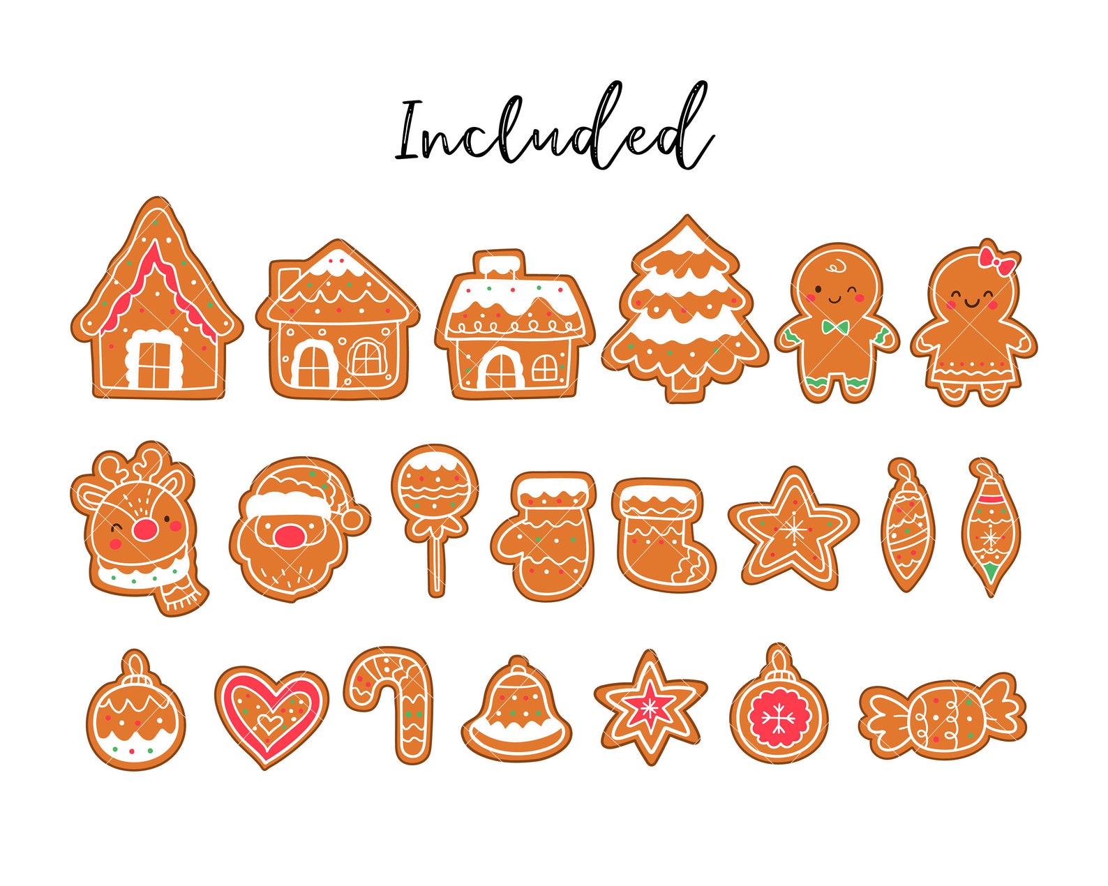 Gingerbread Clipart Chrismtas Clipart Gingerbread Man Cookies - Etsy