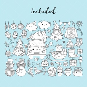 Groovy Retro Winter Digital Stamp Christmas Coloring Doodle Winter ...