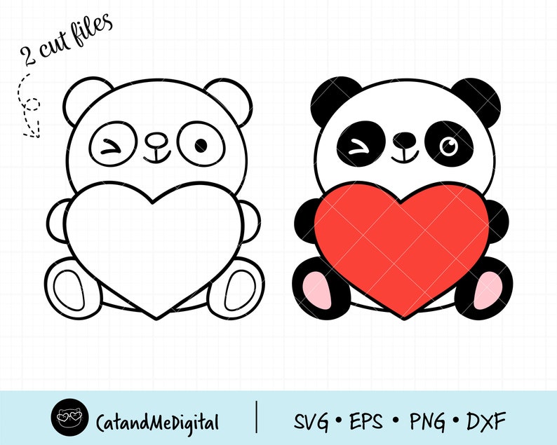 Valentine Panda Svg Baby Panda Svg Panda Clipart Bear Svg | Etsy