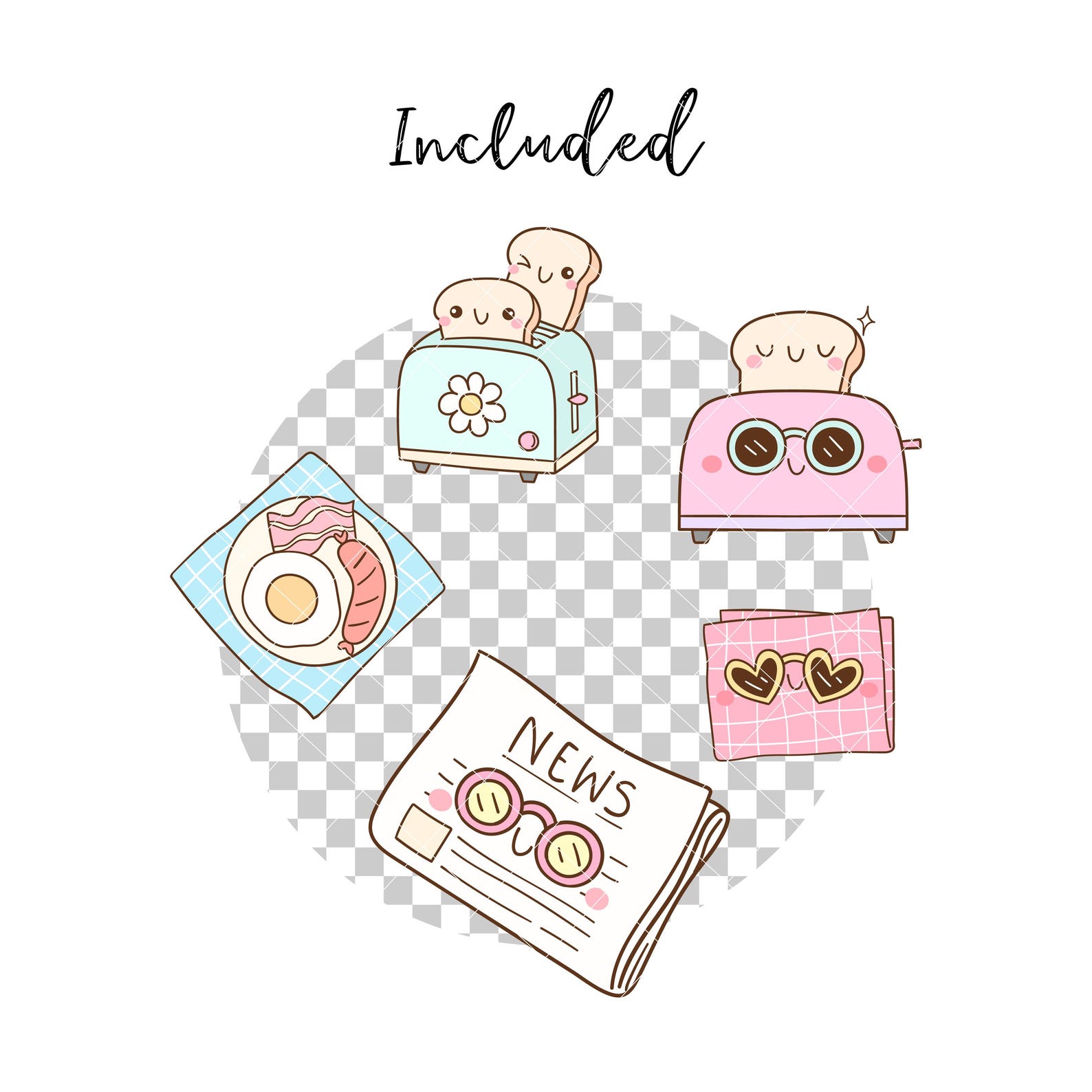 Cute Breakfast Clipart Groovy Morning Food Png Pastel Cozy Kitchen Png ...