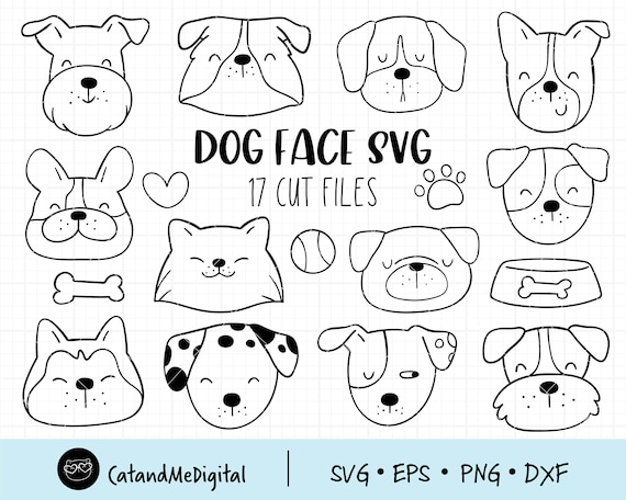 Dog face svg Puppy svg Dog svg Outline animal svg Dog lover | Etsy