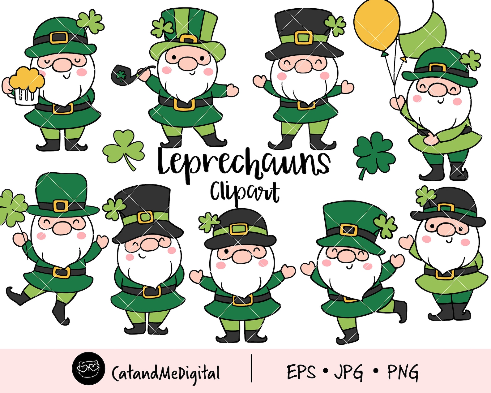 Leprechaun Clipart St. Patricks Day Clipart Shamrock Clipart - Etsy