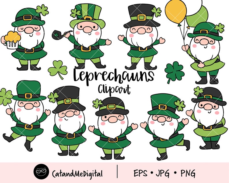 Leprechaun Clipart St. Patricks Day Clipart Shamrock Clipart - Etsy
