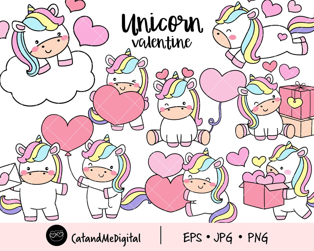 Unicorn Valentine Clipart Valentine's Day Clipart Love Heart Clipart ...