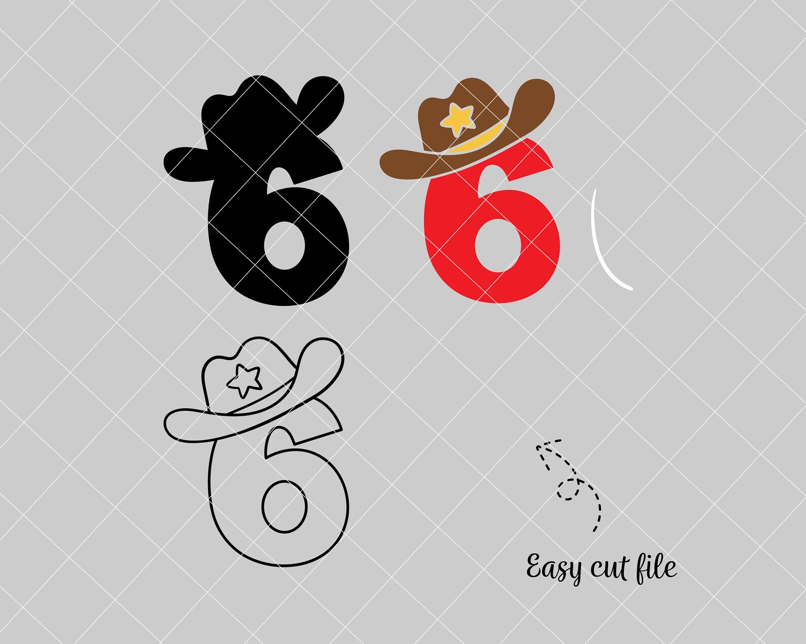 Number Six Cowboy Svg 6th Birthday Svg Birthday Boy Girl Cow Hat Svg ...