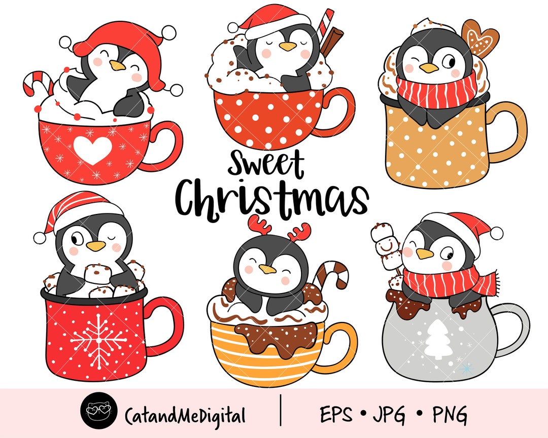 Sweet Christmas Clipart Penguin Clipart Winter Drinks Arctic Animal Png ...