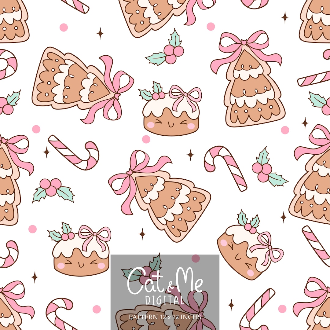 Coquette Christmas Cookie Seamless Pattern Christmas Winter Repeating ...