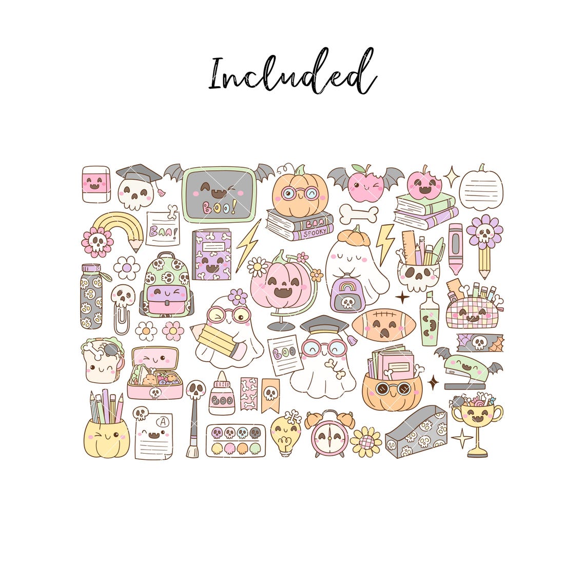 Spooky School Clipart Pastel Back to School Png School Halloween Png ...