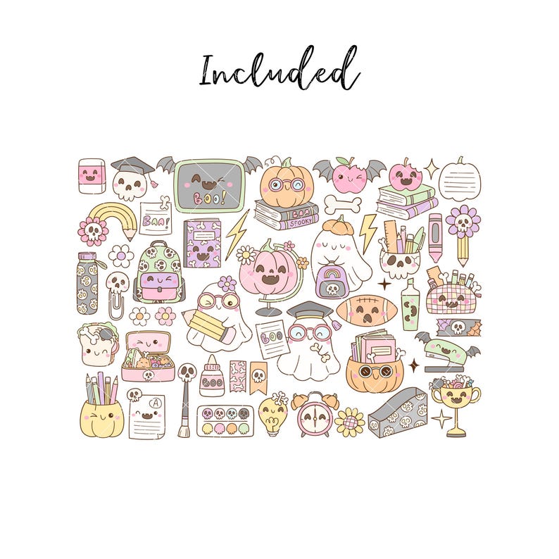 Spooky School Clipart Pastel Back to School Png School Halloween Png ...