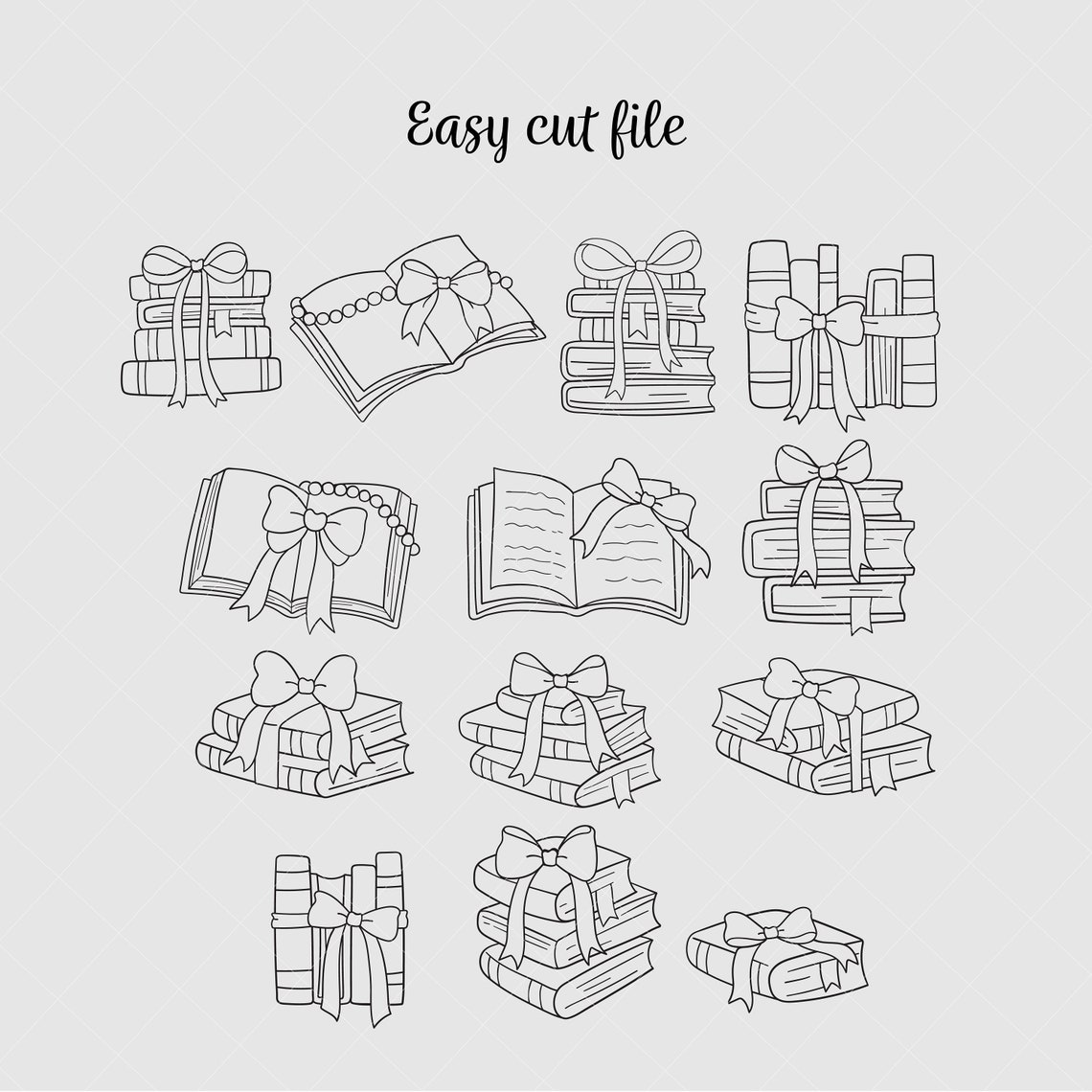 Doodle Coquette Books Svg Booklover Svg Outline Vintage Books Svg Era ...