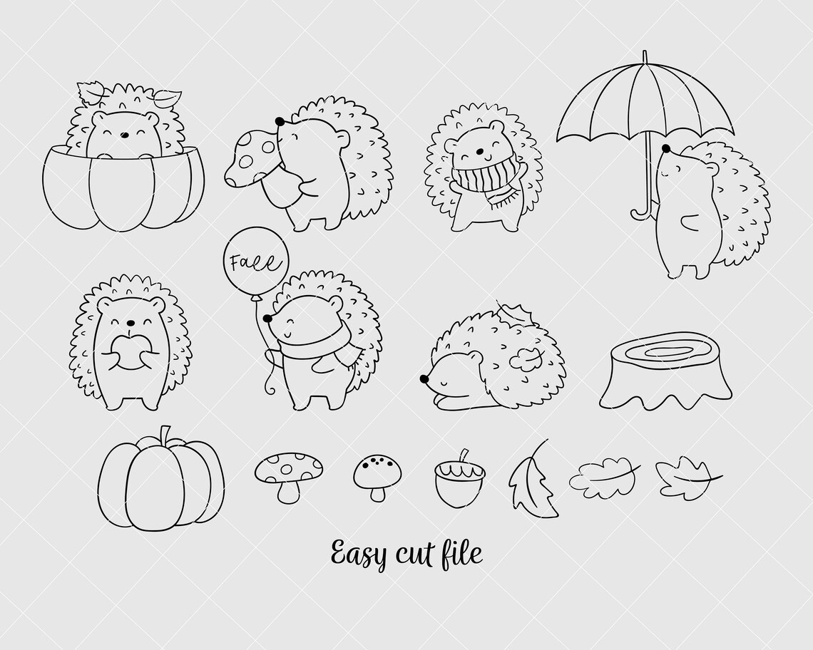 Autumn hedgehog Svg Hedgehogs clipart Fall autumn svg Fall | Etsy