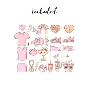 Girly Pink Sport Clipart Trendy Sport Png Baseball Basketbal Football ...