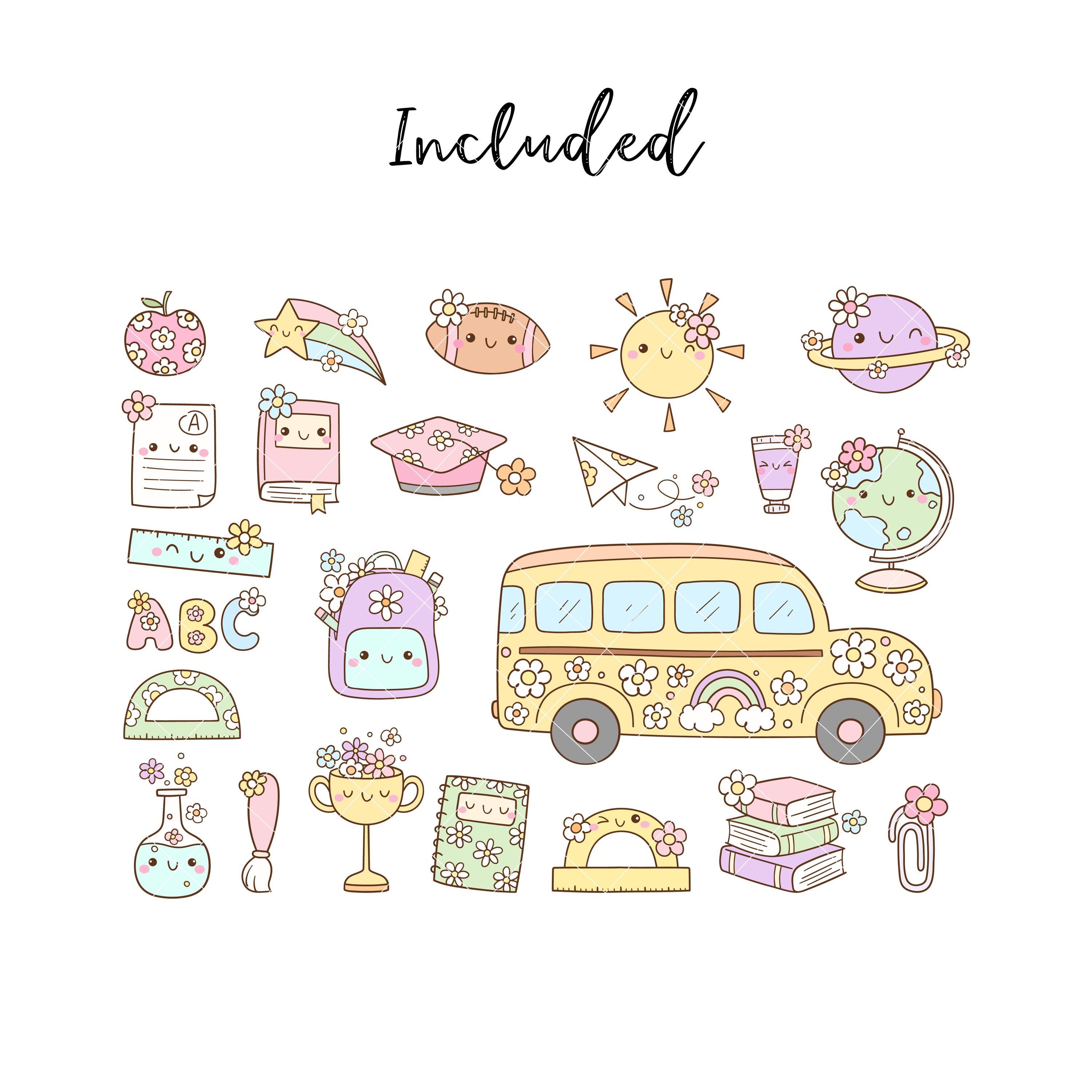 Flower School Clipart Pastel Spring Png School Supplies Png Teacher ...