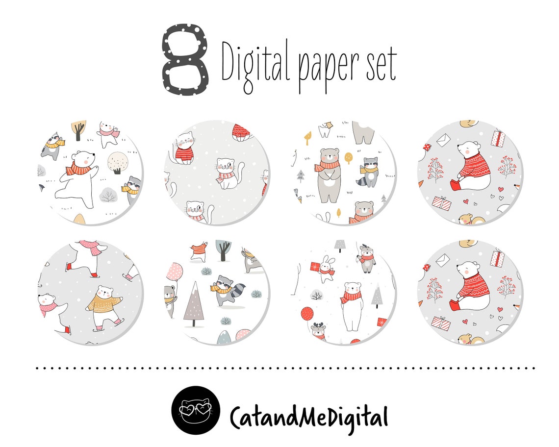 Christmas digital paper Christmas Winter Patterns Digital | Etsy