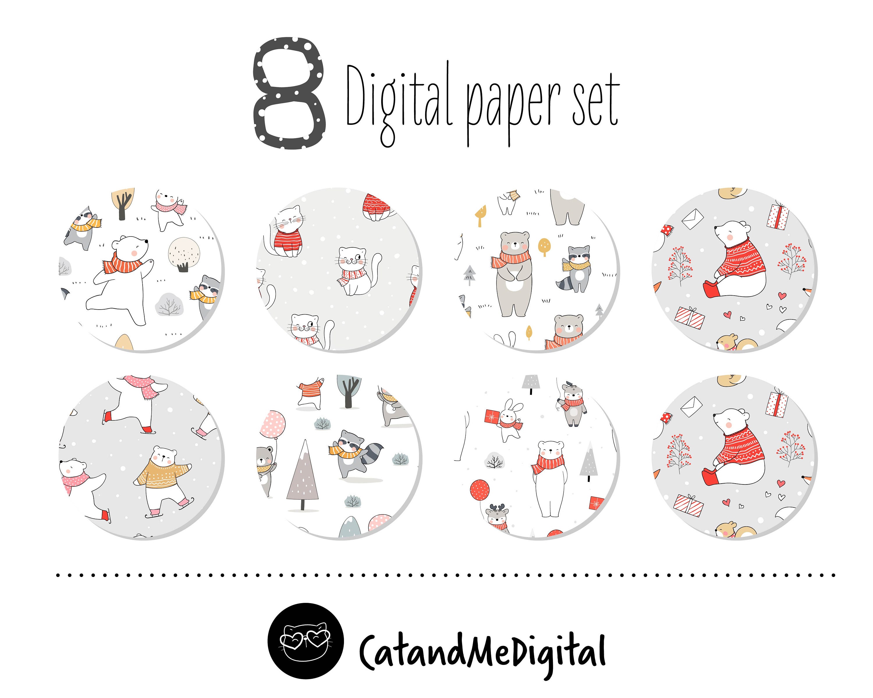Christmas digital paper Christmas Winter Patterns Digital | Etsy