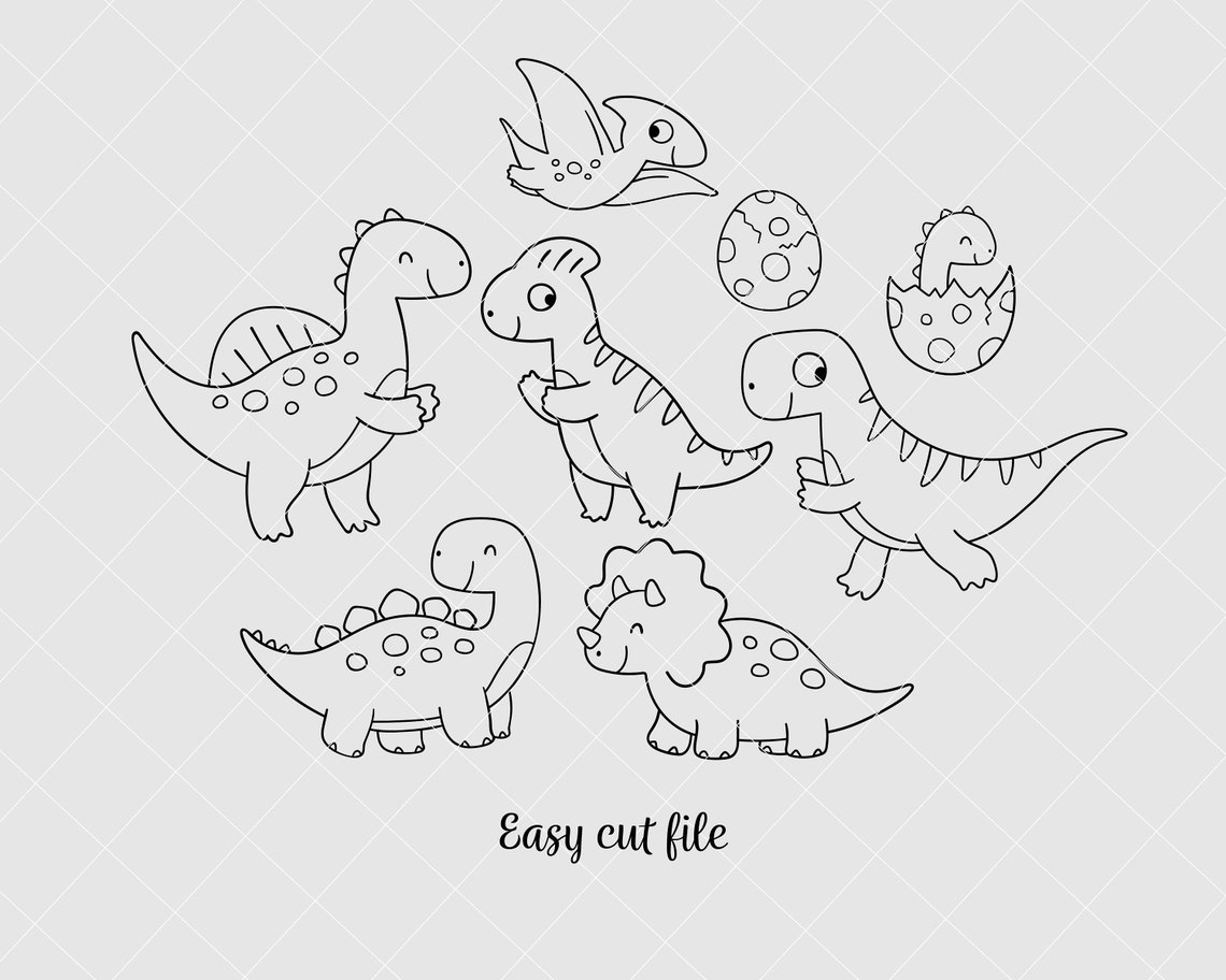 Doodle Dinosaur Svg Outline Dinosaur Svg Dinosaur Clipart Kid | Etsy