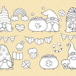 Digital Stamp St Patrick Gnomes Gnome Clipart Gnome Outline Digistamp ...