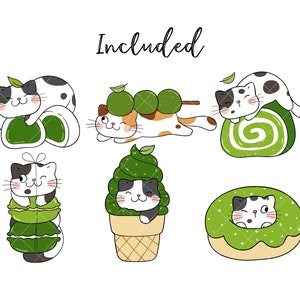 Matcha Cats Tea Clipart Cat Clipart Green Tea Clipart Dessert Clipart ...