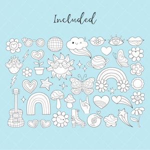 Retro Groovy Digital Stamp Outline Stay Groovy Stamp Doodle Hippie ...