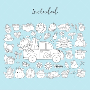 Groovy Thanksgiving Digital Stamp Outline Thanksgiving Day Doodle Fall ...