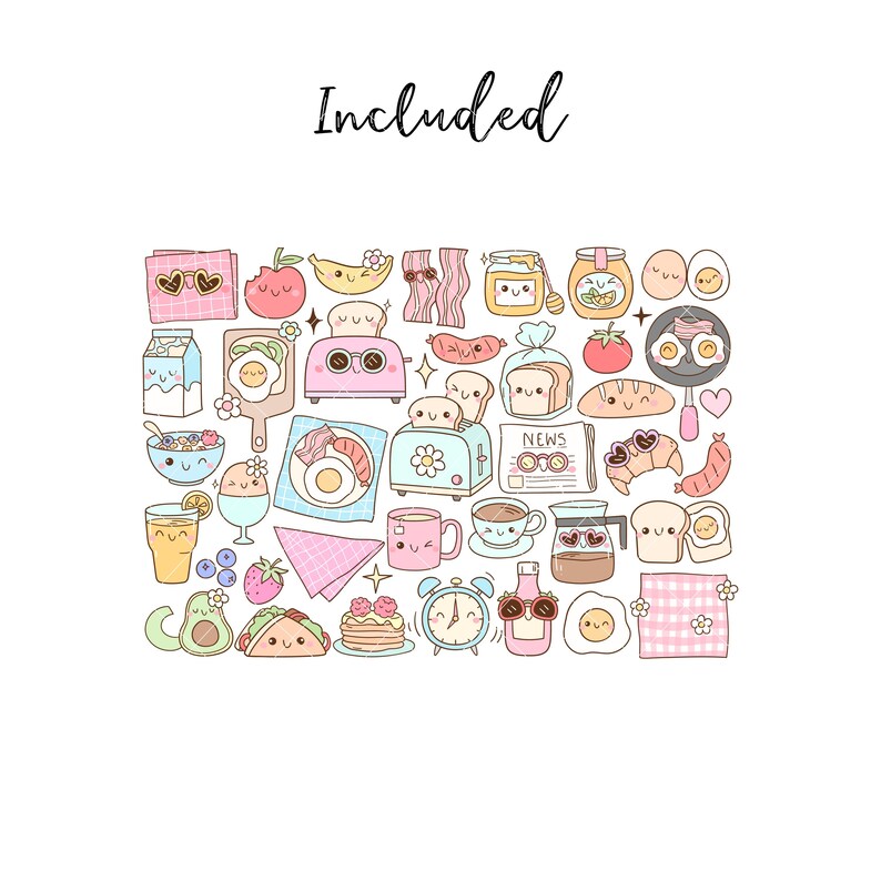 Cute Breakfast Clipart Groovy Morning Food Png Pastel Cozy Kitchen Png ...