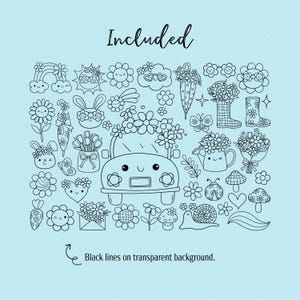 Doodle Flower Spring Digital Stamp Outline Spring Coloring Flower Power ...