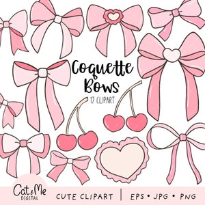 Coquette Pink Bows Clipart Ribbon Clipart Fashion Clipart Soft Girl ...