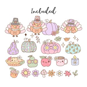 Groovy Pastel Thanksgiving Clipart Thanksgiving Day Pastel Fall Autumn ...