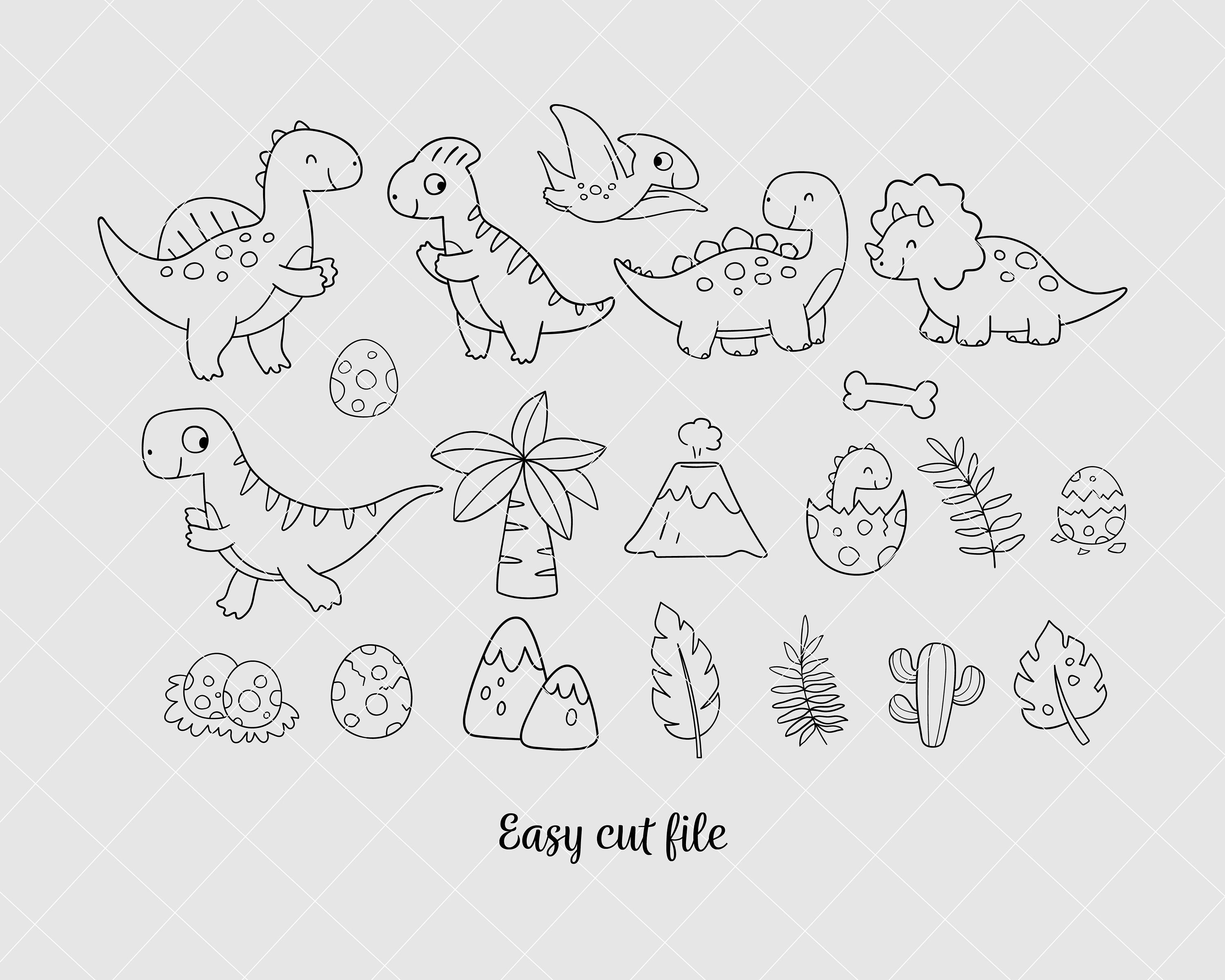 Dinosaur Bundle Svg Outline Dinosaur Svg Dinosaur Clipart Kid | Etsy