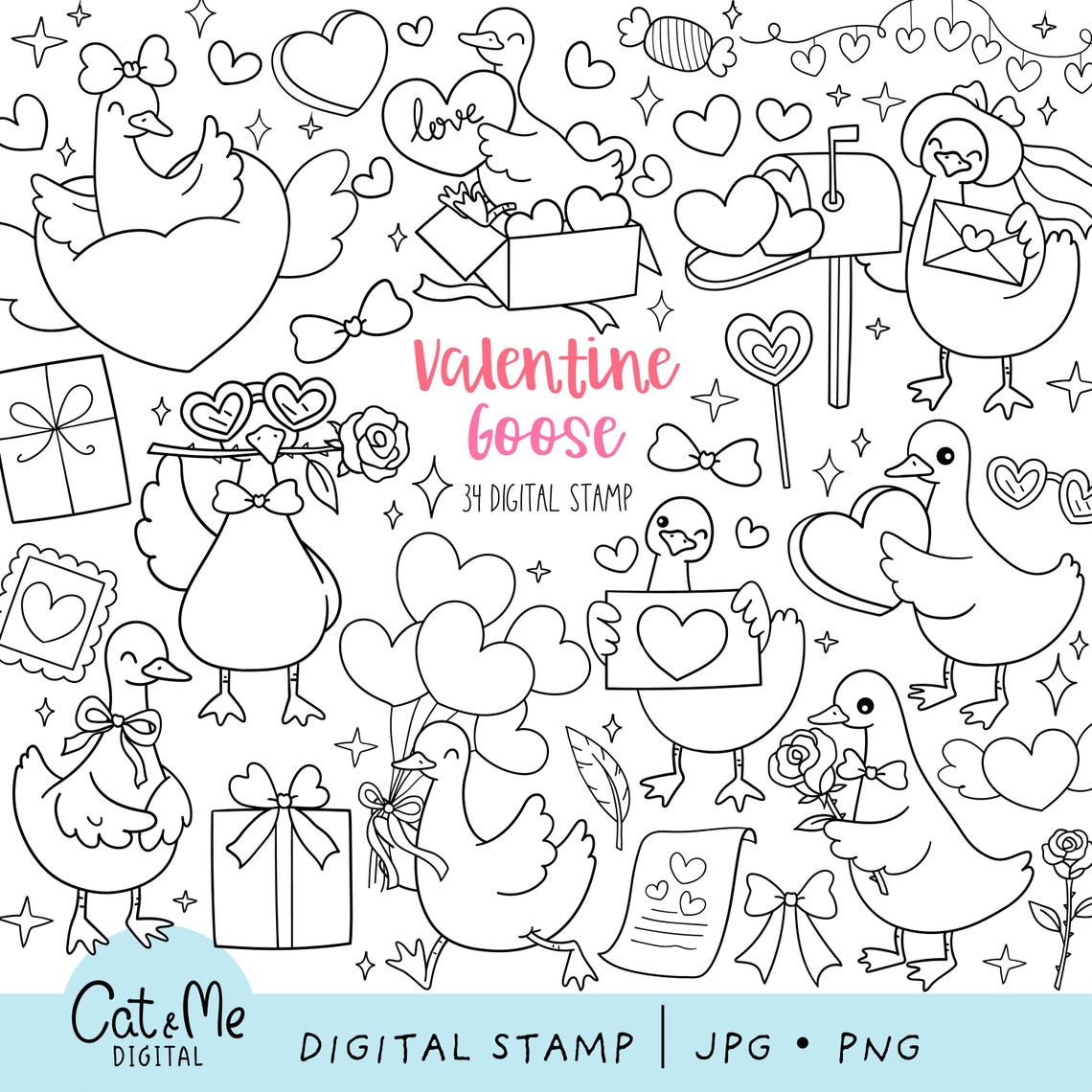 Valentines Goose Digital Stamp, Valentine’s Day Png, Silly Ggoose Stamp ...