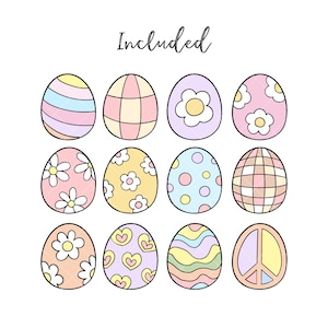 Groovy Easter Eggs Clipart Easter Eggs Png Spring Clipart Hippie Disco ...