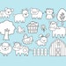 Farm Animal Digital Stamp Outline Animal Coloring Cute Farm Digistamp ...